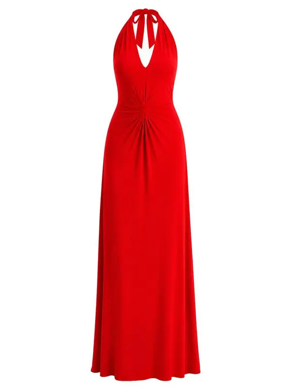 MAISON DE GALA Halterneck Maxi Dress - Red