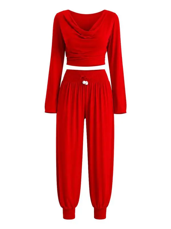 MAISON DE GALA Valerie Scarlet Drape Set - Red