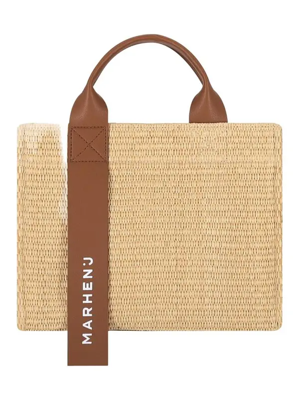 MARHEN.J Rico Rattan Tote Bag With Vegan Leather Trim - Brown