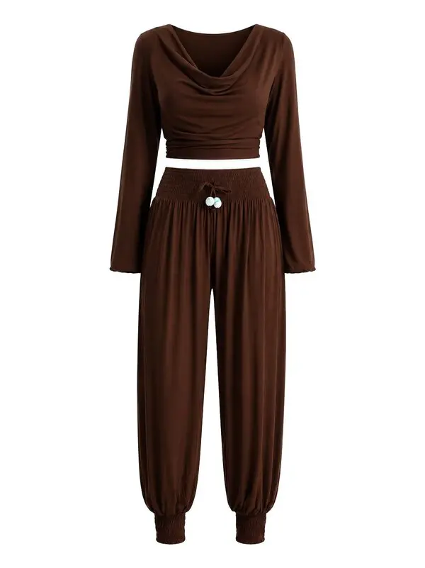 MAISON DE GALA Valerie Mocha Drape Set - Brown