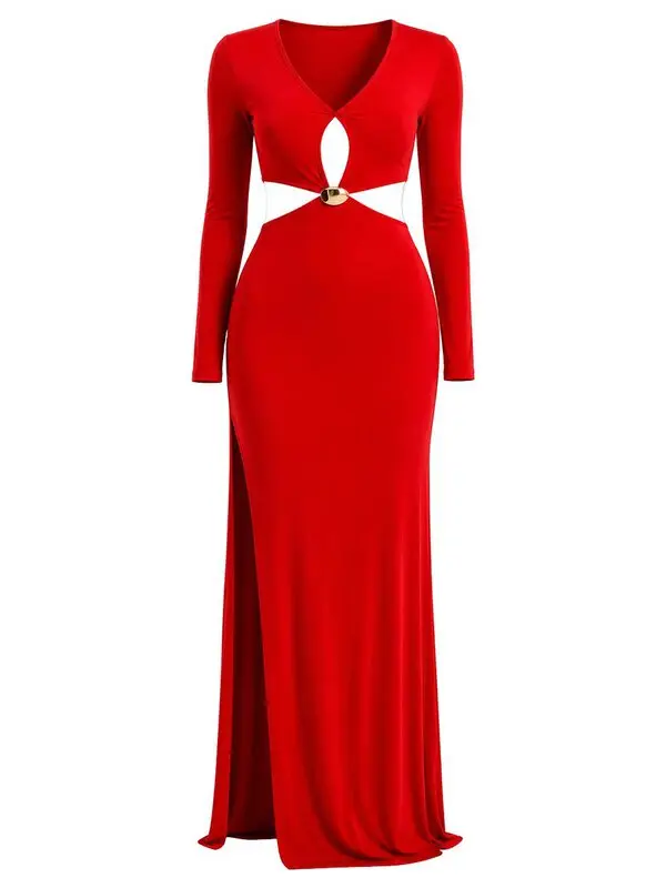 MAISON DE GALA Celeste Crimson Maxi Dress - Red