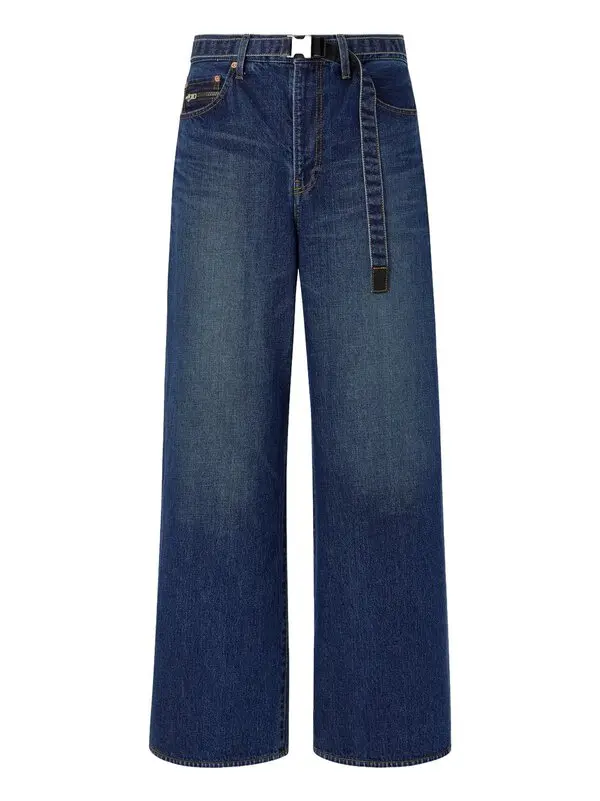 Sacai Belted Wide-leg Jeans - Blue