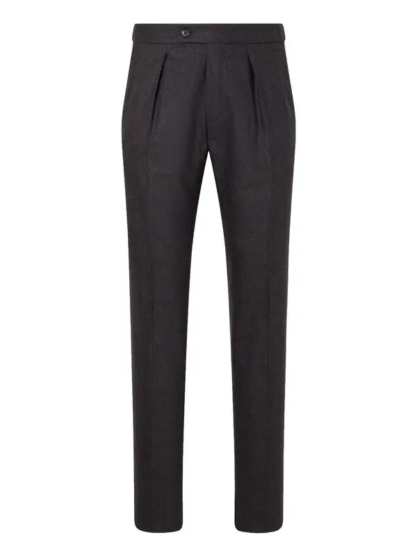 SLOWEAR Tapered Pleated Wool And Cashmere-blend Suit Trousers - Brown