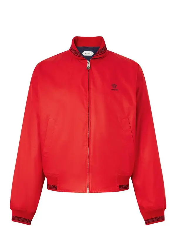 Versace Logo-embroidered Cotton Blouson Jacket - Red