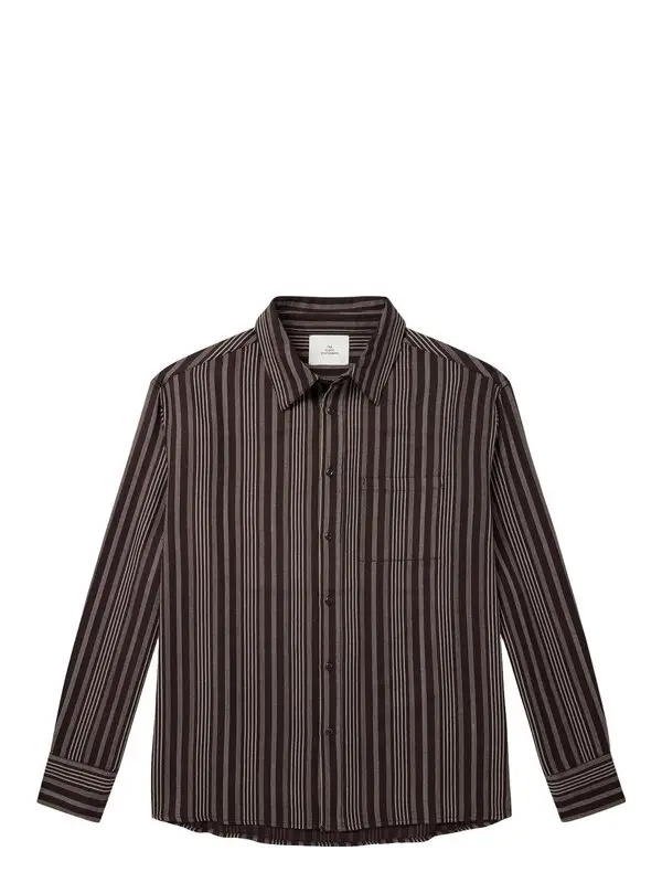 THE ELDER STATESMAN Striped Wool And Cashmere-blend Shirt - Brown
