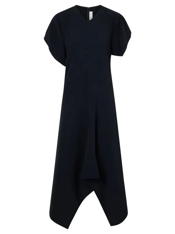 Victoria Beckham Draped Jersey Midi Dress - Black