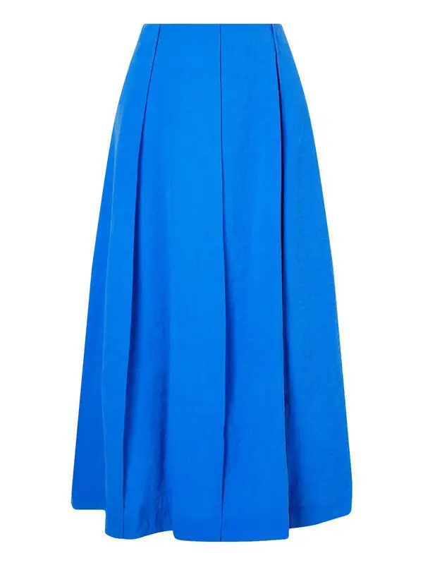 Theory Pleated Silk-blend Crepe Midi Skirt - Blue