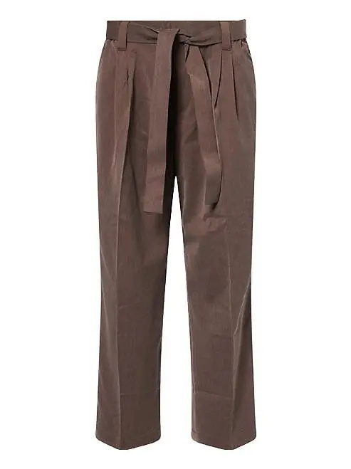 THE COUTURE CLUB Belted Barrel-leg Woven Trousers - Brown