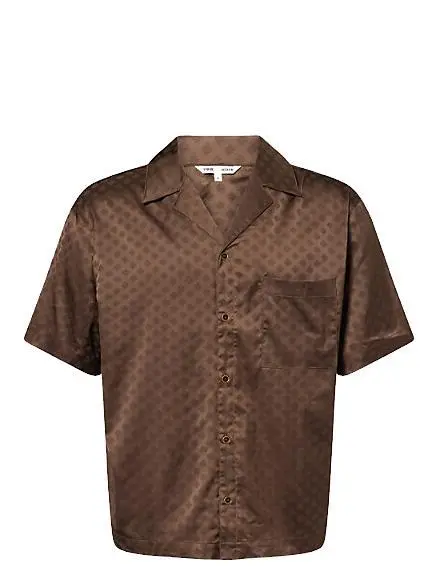 THE COUTURE CLUB Monogram-print Jacquard Satin Shirt - Brown