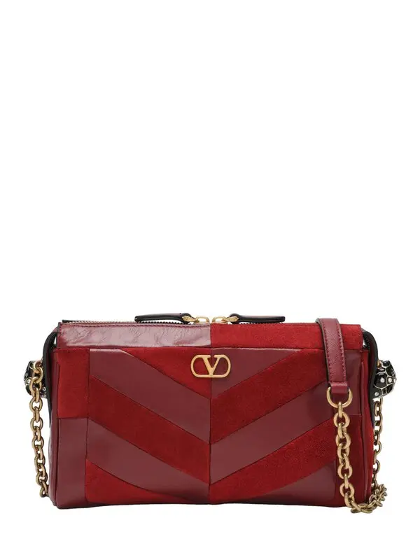 Valentino Garavani Small Panthea Shoulder Bag In Suede And Nappa Leather - Red