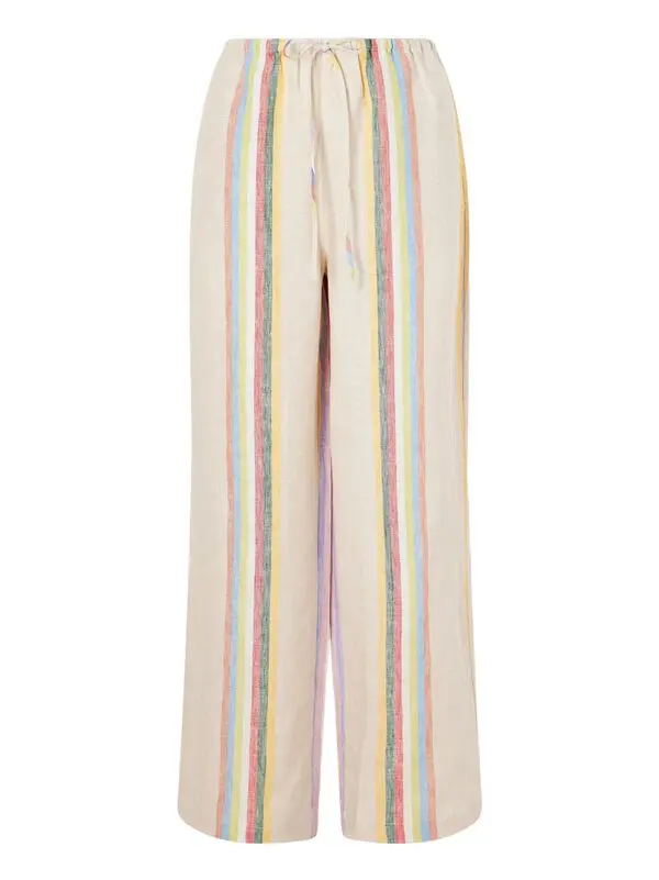 Staud Mateo Striped Linen Wide-leg Pants - Neutrals