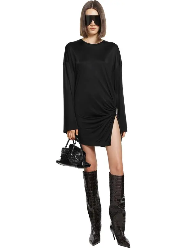 Attico Fluid Viscose Jersey Mini Dress - Black