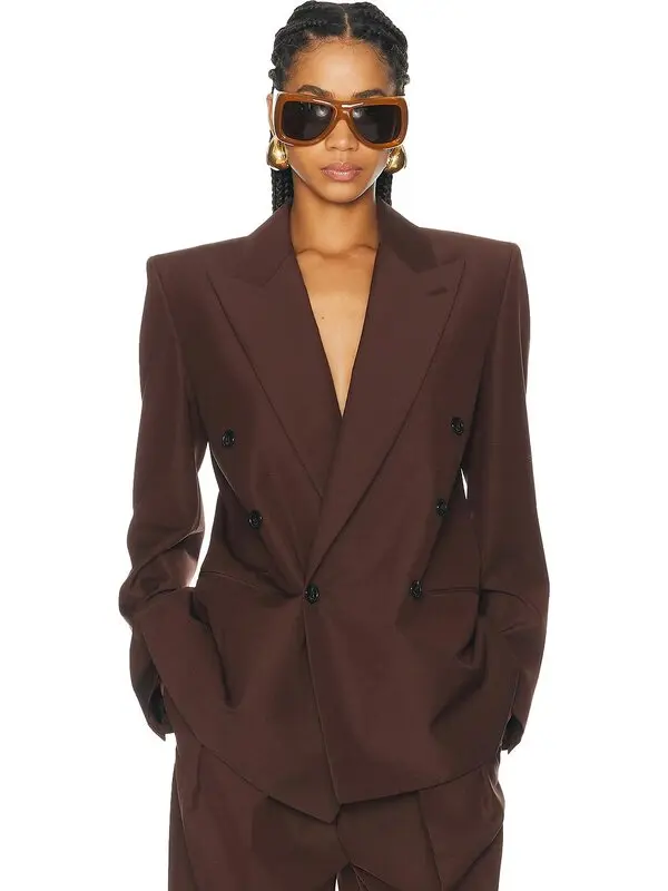 Saint Laurent Double Breasted Blazer - Chocolat