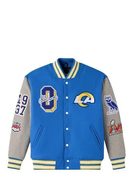 OVO X Nfl Los Angeles Rams Varsity Jacket - Blue