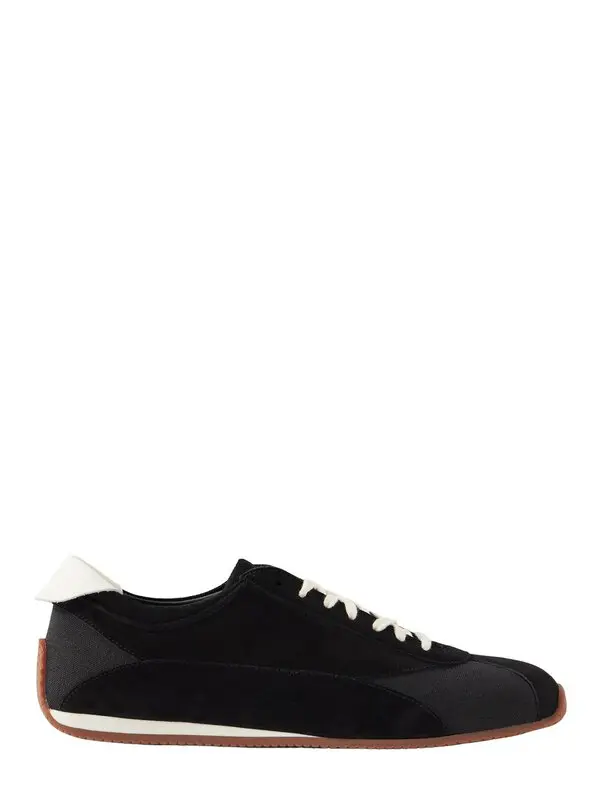 NEOUS Berenices Suede And Canvas Low Top Sneakers - Black