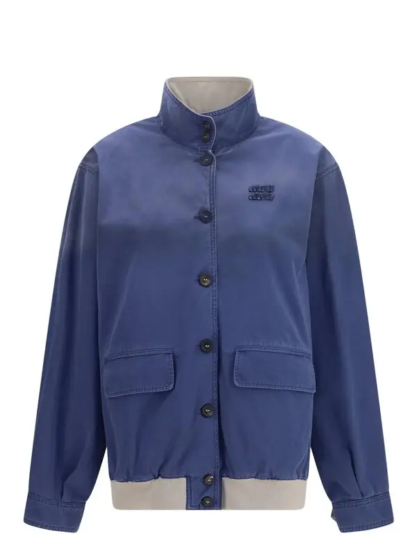 Miu Miu Old Washed Twill Jacket - Light Blue