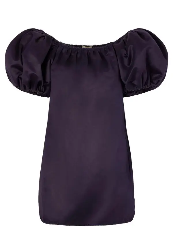 Saint Laurent Gathered Off-the-shoulder Mini Dress - Blue