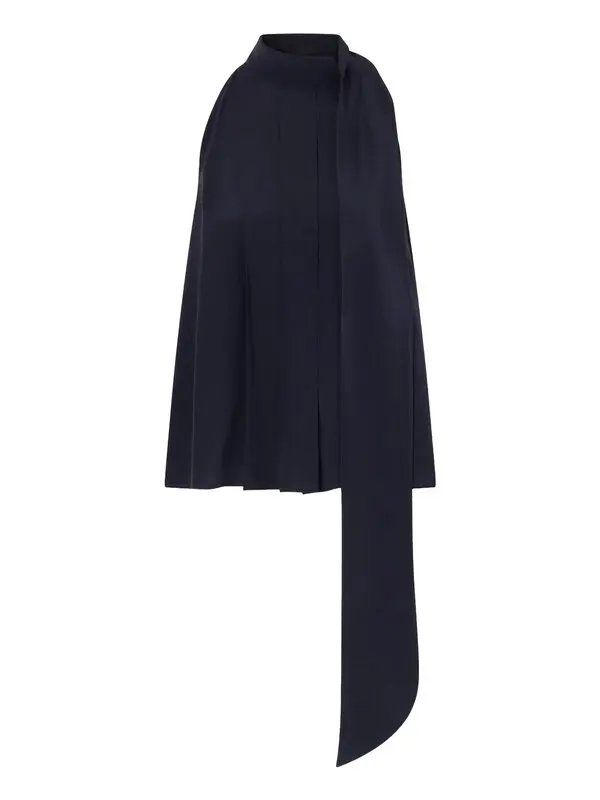 Max Mara Draped Pleated Silk Blouse - Blue
