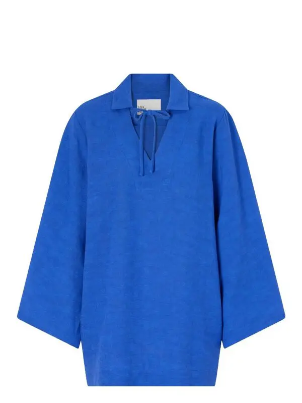 Lisa Marie Fernandez Tie-detailed Woven Tunic - Blue
