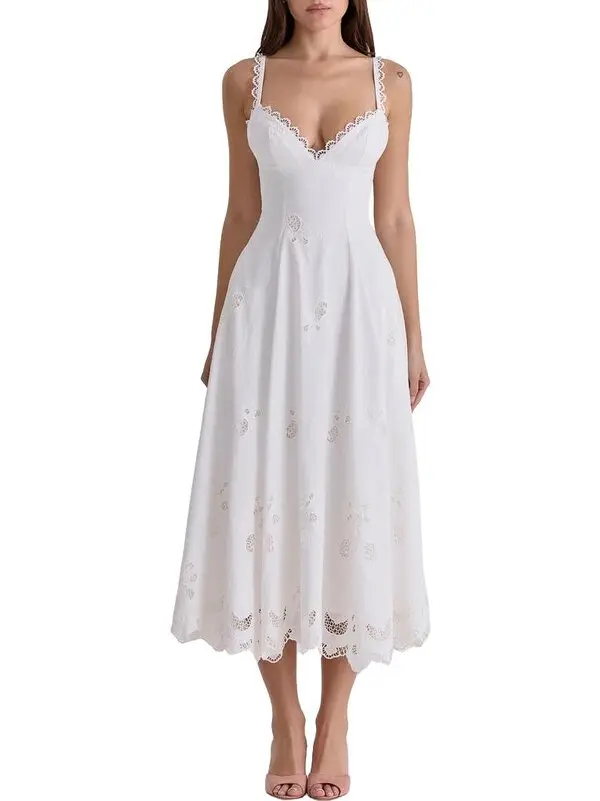 House Of Cb Tatiana Broderie Midi Dress - White