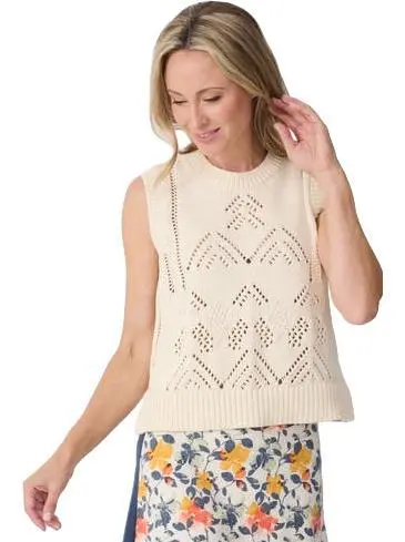 Krimson Klover Camille Sleeveless Pointelle Sweater - Birch