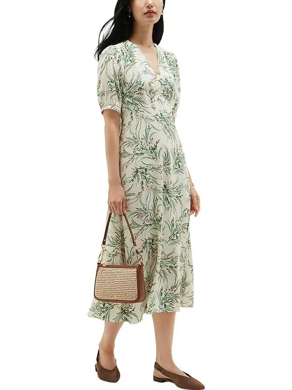 HOBBS LONDON Florentina Floral Print Midi Dress - Ivory Multi