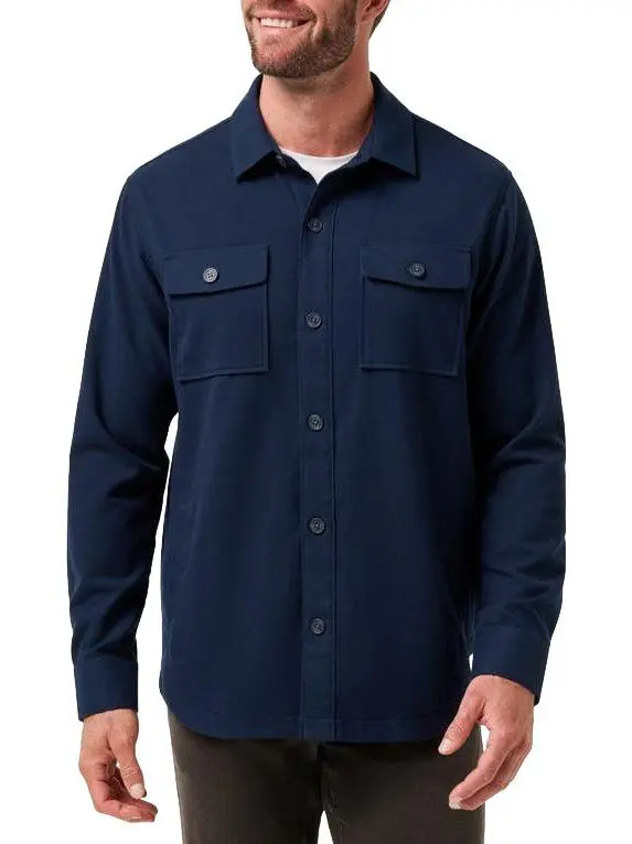 Travis Mathew Wanna Bet Stretch Poplin Button-up Shirt Jacket - Total Eclipse