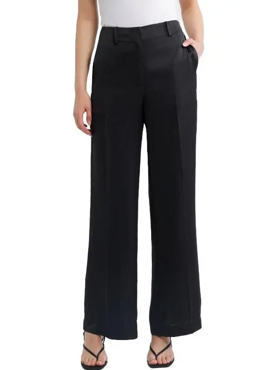 Theory Classic Straight Leg Satin Pants - Black