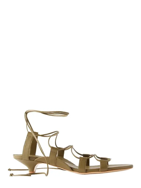 JAMIE HALLER Sparta Lace-up Leather Sandals - Green