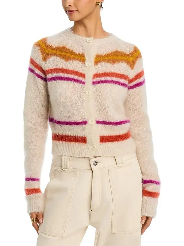 Isabel Marant Étoile Molly" Striped Mohair Blend Cardigan - Ecru