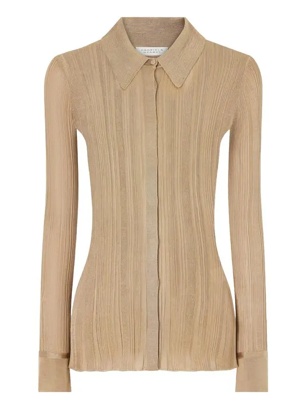 Gabriela Hearst Tamar Ribbed Silk Shirt - Brown