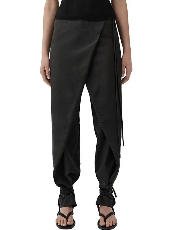 ST. AGNI Wrap Rouleau Wool Blend Pants - Umber
