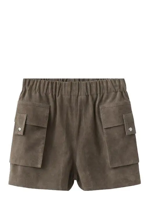 Mango Suede Cargo Shorts - Grey