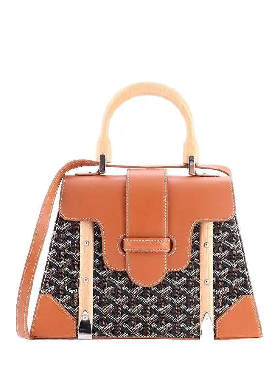 Goyard Pm Saigon Top Handle Bag Coated Canvas With Leather - Brown