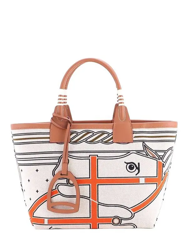 Hermès 28 Sac Steeple Tote Printed Toile With Leather - Brown