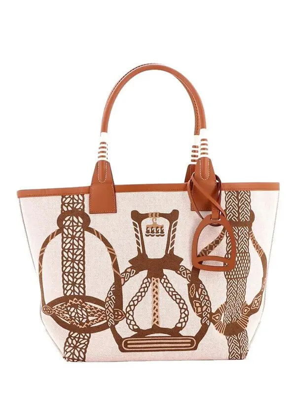 Hermès 28 Sac Steeple Tote Printed Toile With Leather - Brown