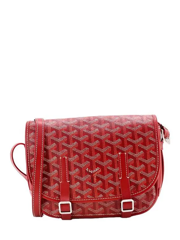 Goyard Pm Belvedere Messenger Bag Coated Canvas With Leather - Red
