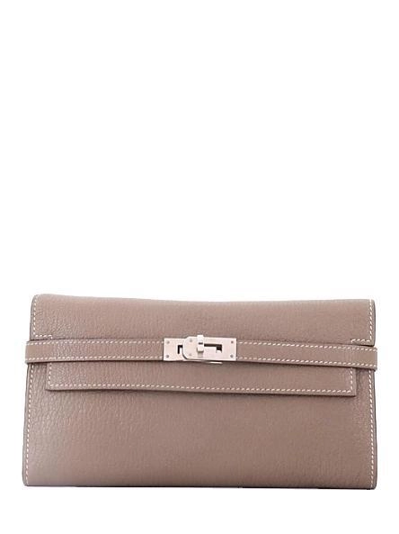 Hermès Long Kelly Wallet Chevre Mysore - Gray