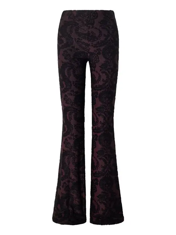 Etro Paisley-jacquard Chenille Trimmed Jersey Flared Pants - Black