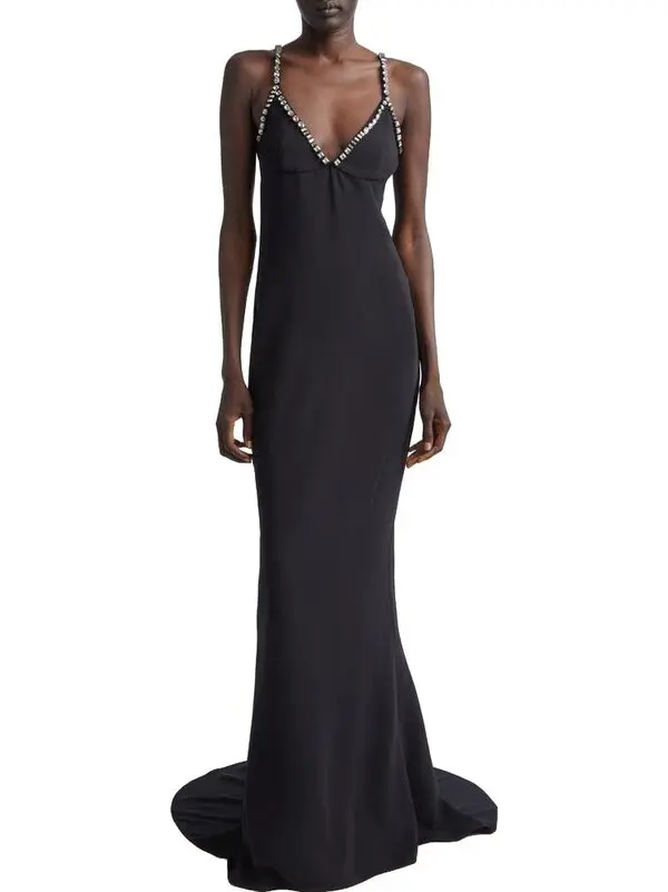 Stella McCartney Jewel Embellished Mermaid Gown With Train - Black