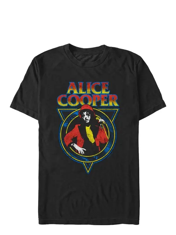 ALICE COOPER Retro Snakeskin Logo Short Sleeve Graphic T-shirt - Black