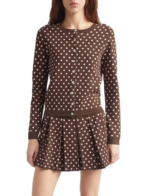 Sandy Liang Polka Dot Cardigan - Brown Multi