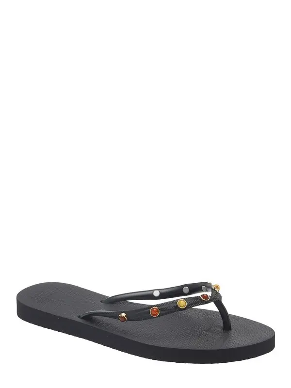 BRIZZA Embellished Flip Flop - Black
