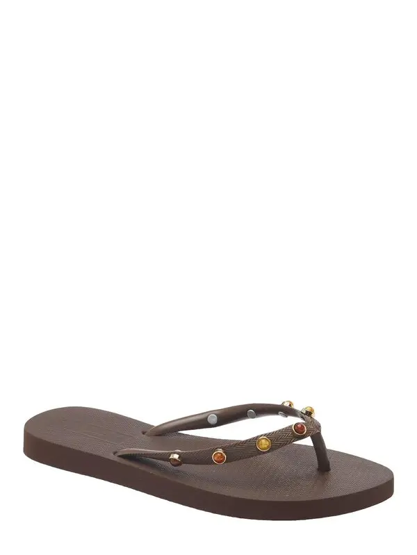 BRIZZA Embellished Flip Flop - Chocolate