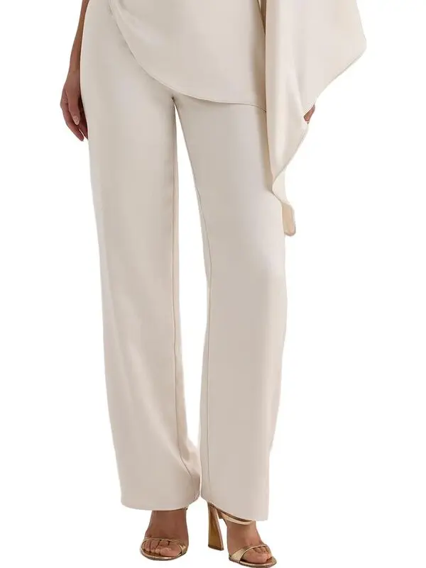 House Of Cb Amaria Relaxed Fit Satin Straight Leg Pants - Ivory