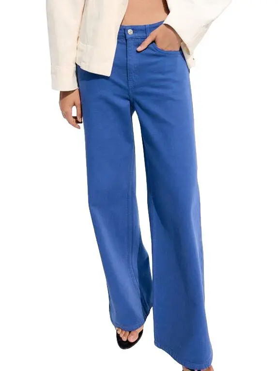 Mango Low Rise Wide Leg Jeans - Blue