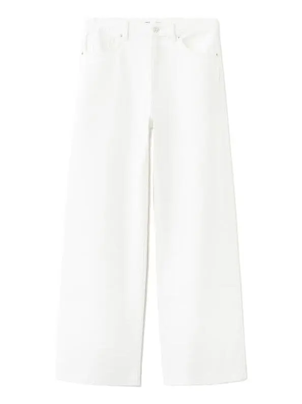 Mango Low Rise Wide Leg Jeans - White