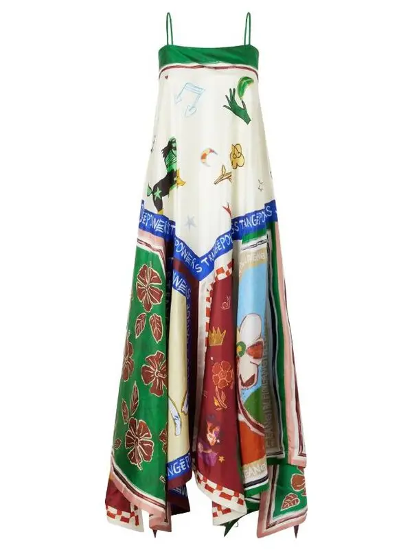 ALEMAIS Tangible Silk-twill Midi Dress - Multi