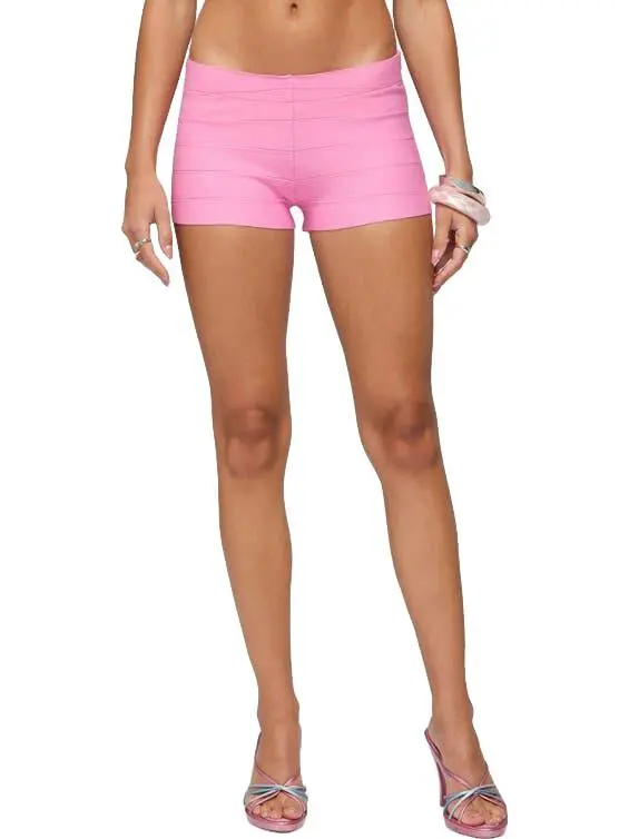 EDIKTED Bandage Knit Shorts - Pink