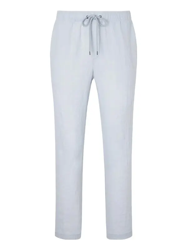 JAMES PERSE Straight-leg Garment-dyed Linen Drawstring Trousers - Blue